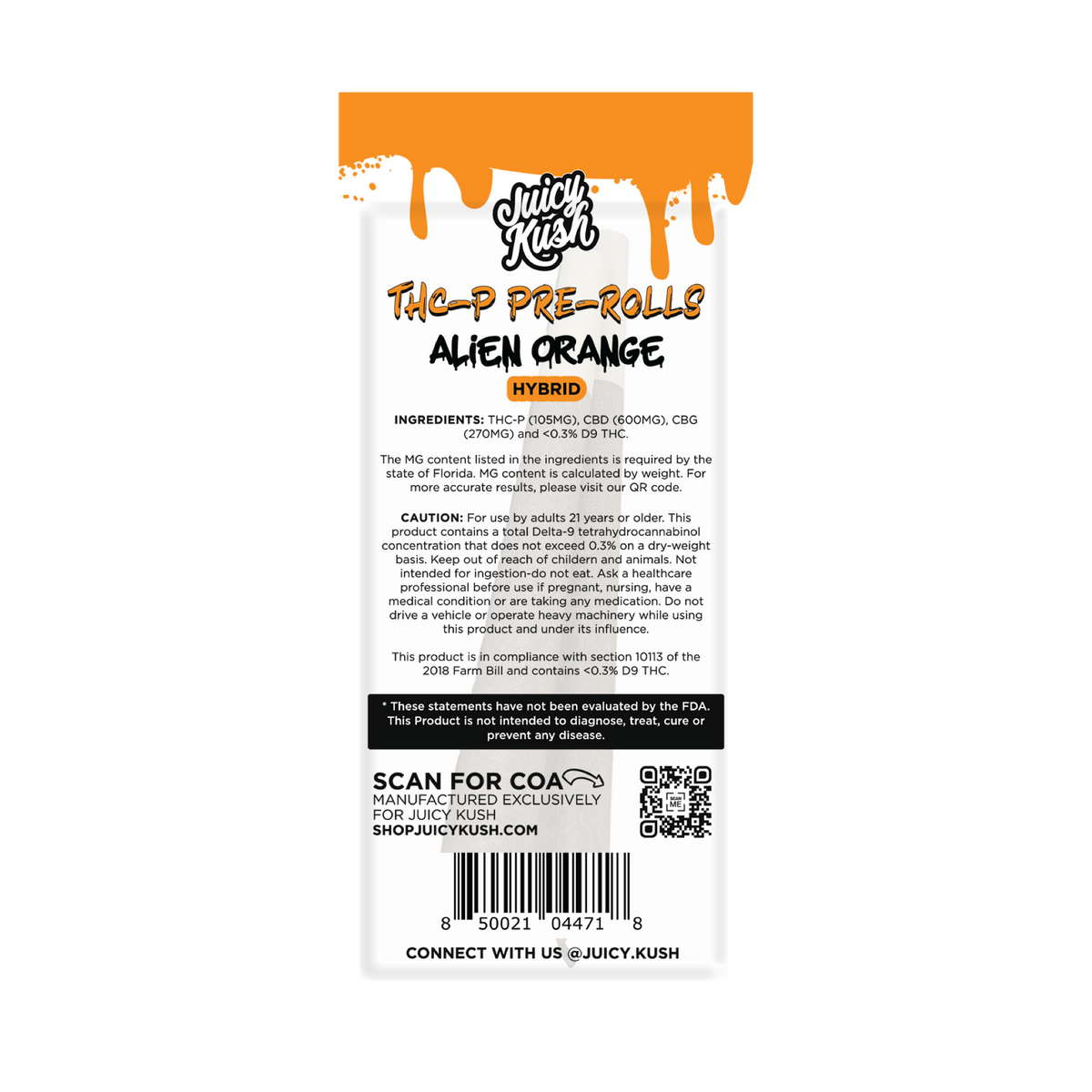 Alien Orange THC-P Pre-Rolls 3g (2ct) – Juicy Kush